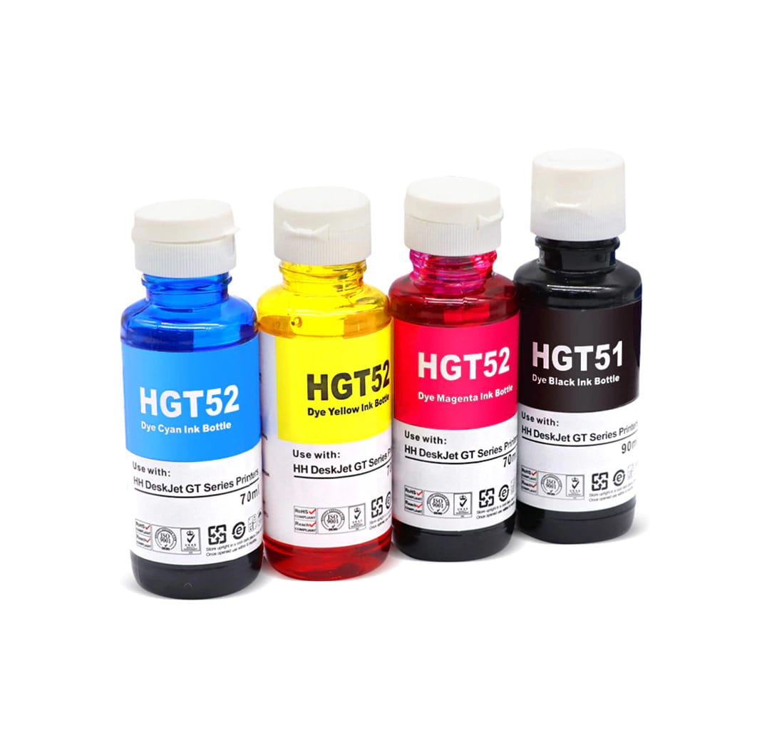 HP GT51/GT52 Generic Ink Bottles (B/C/M/Y) - Toner Corporation